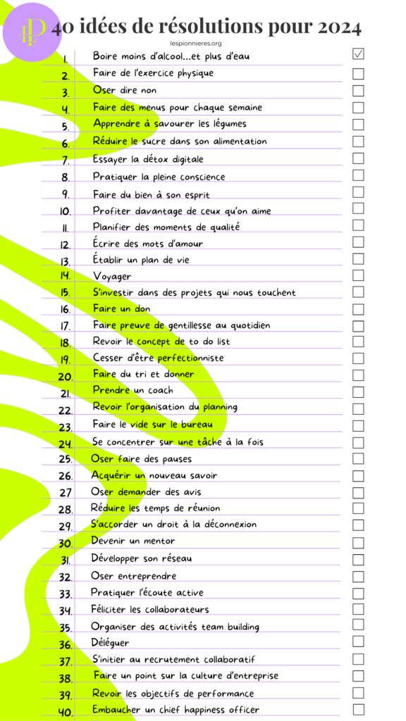 40 idées de Bonnes Résolutions pour Réussir l’année 2026 - Les Pionnières