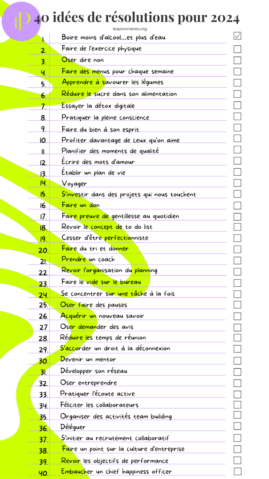 40 idées de bonnes résolutions pour réussir l’année 2026 - Les Pionnières